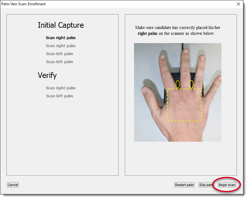 Test the palm vein device