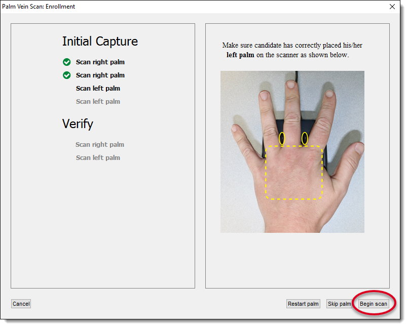 Test the palm vein device