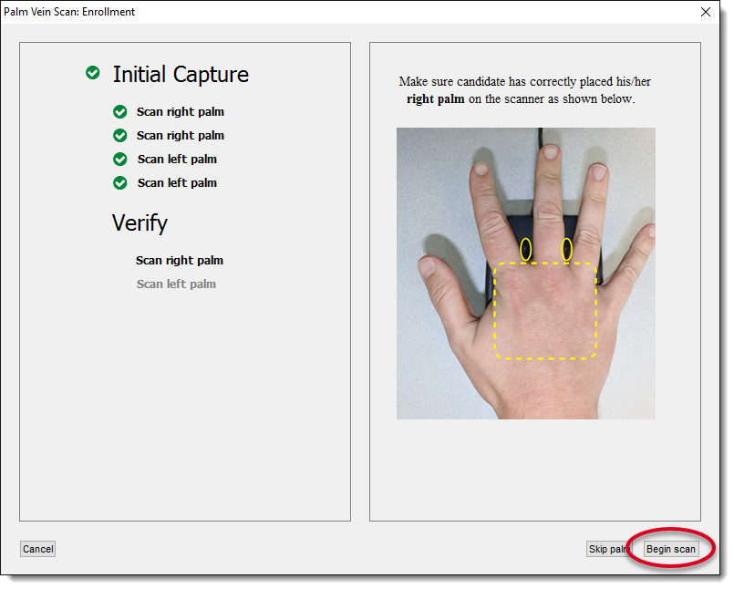 Test the palm vein device