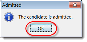 Admit the candidate