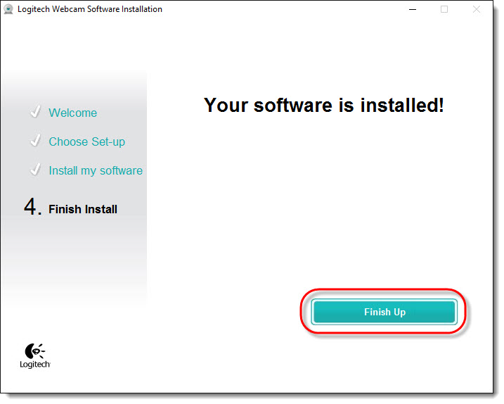 Install the Logitech camera software and hardware