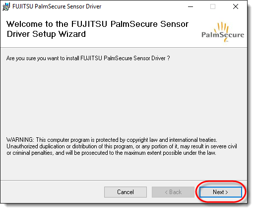 Install the palm vein driver