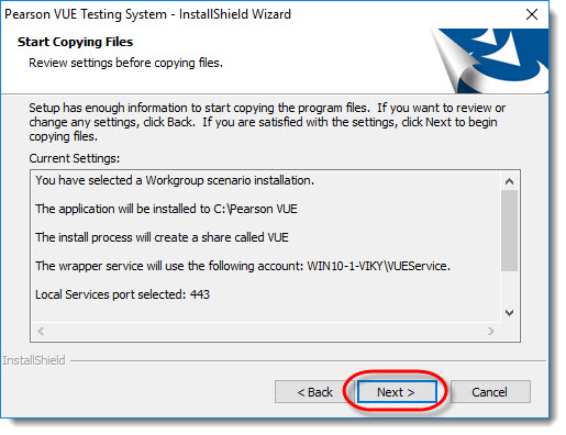 Install VTS on workgroup server