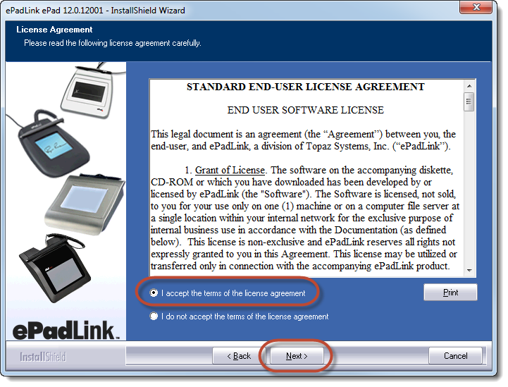 Install the signature device hardware and software